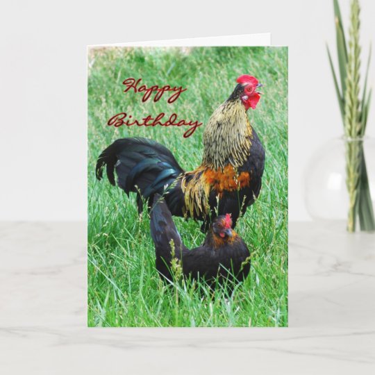 Happy Birthday Rooster and Hen Card | Zazzle.com