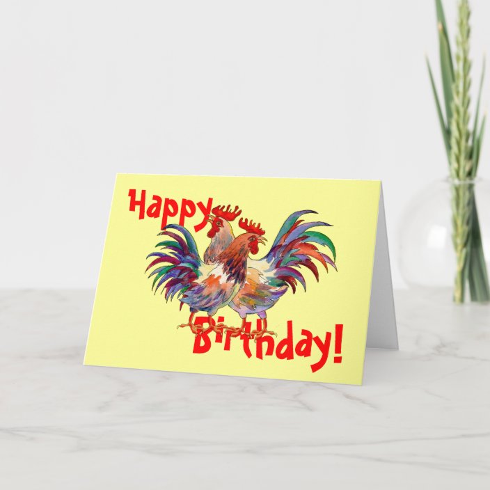 HAPPY BIRTHDAY ROOSTERS by SHARON SHARPE Card | Zazzle.com