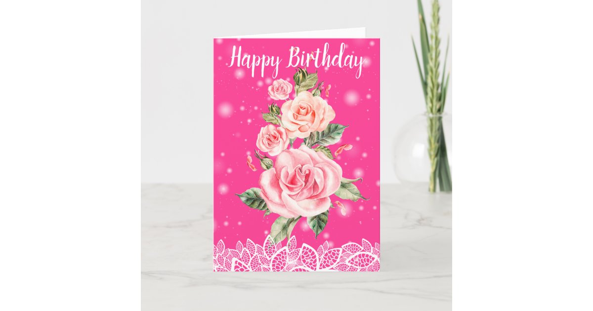 Happy Birthday Rose Card | Zazzle