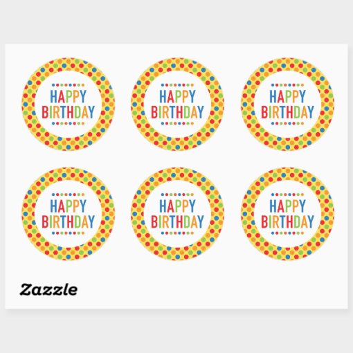 Happy Birthday Round Sticker | Zazzle