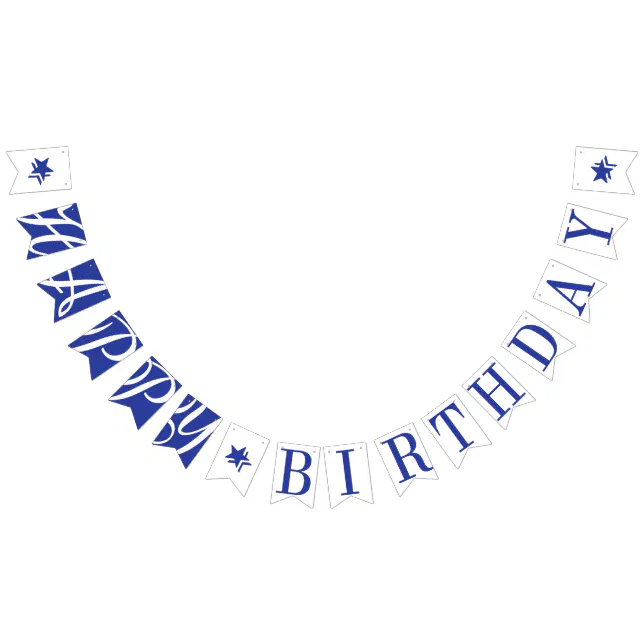 HAPPY BIRTHDAY Royal Blue And White Bunting Flags | Zazzle