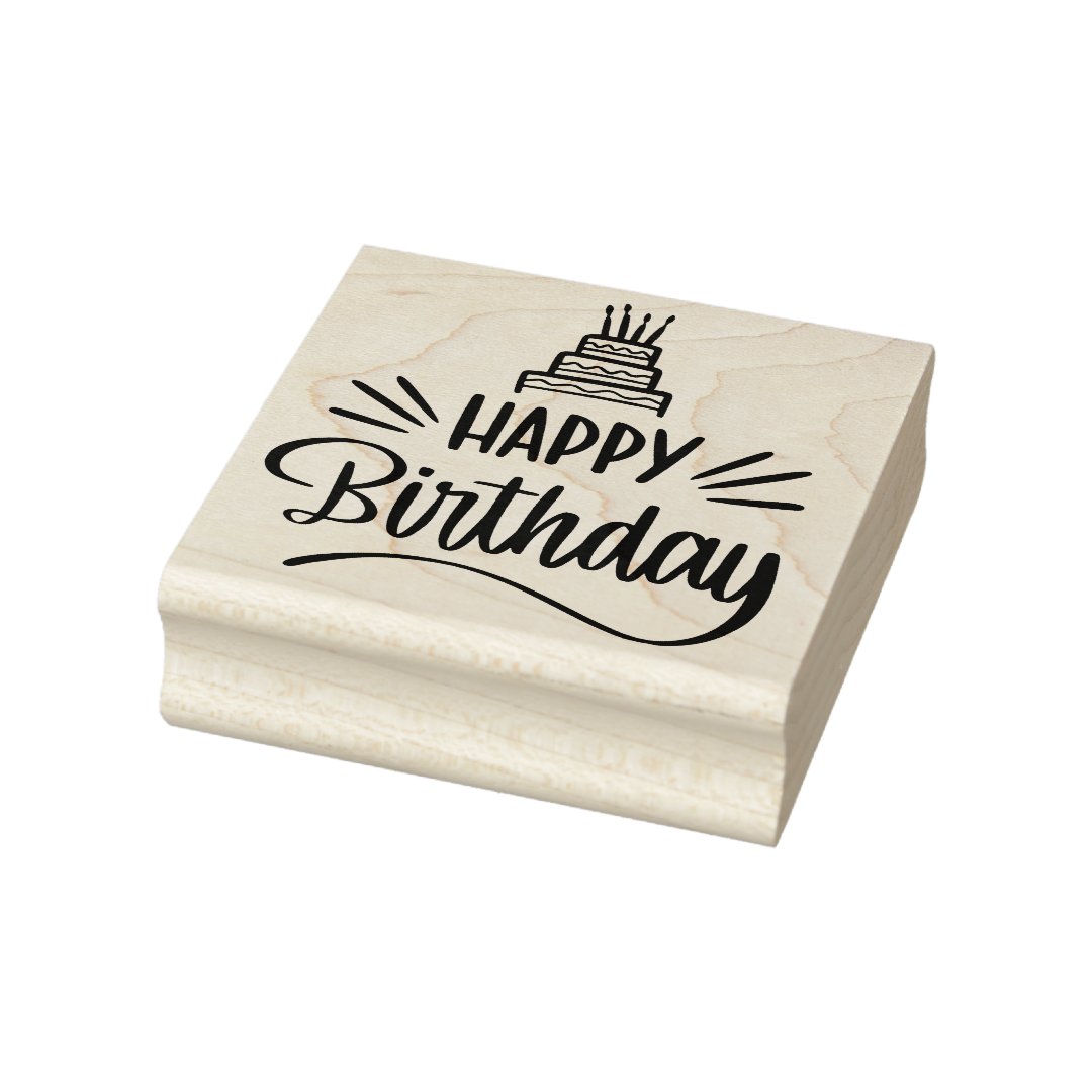 Happy Birthday Rubber Stamp | Zazzle