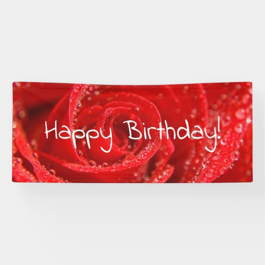 happy birthday ruby red rose banner | Zazzle.com
