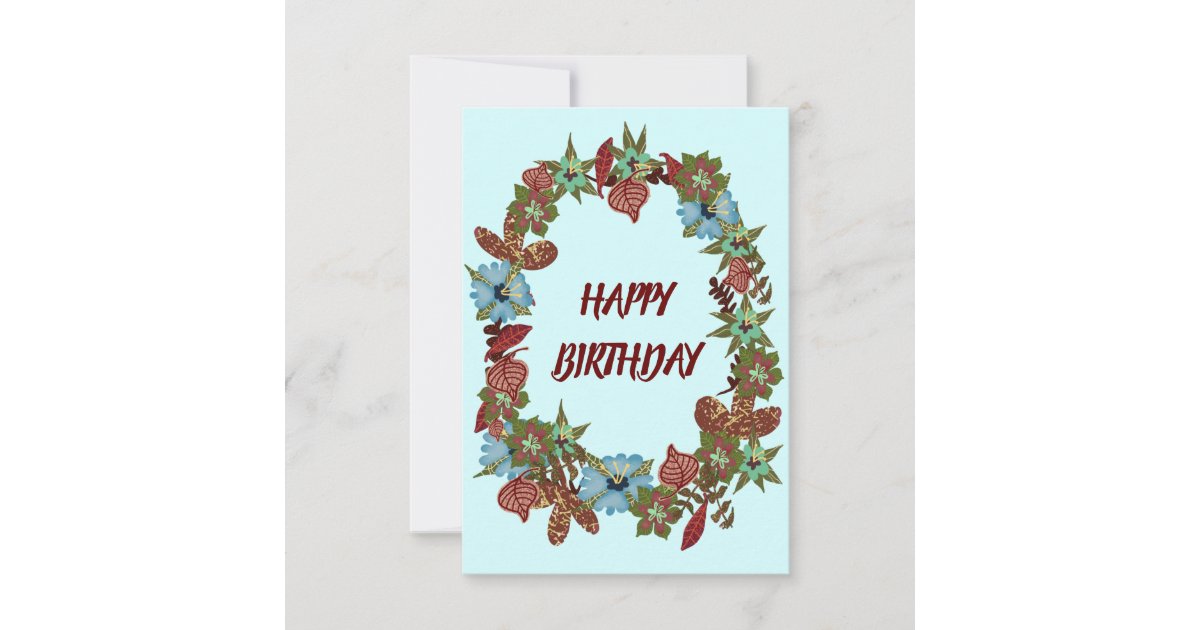 Happy Birthday Rustic Flower Garland Greeting Card | Zazzle