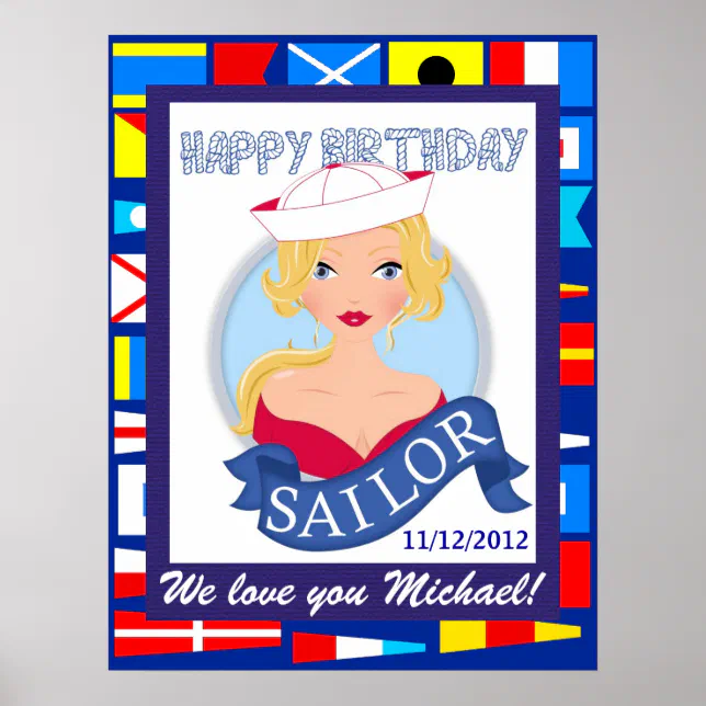 Happy Birthday Sailor Poster - SRF | Zazzle