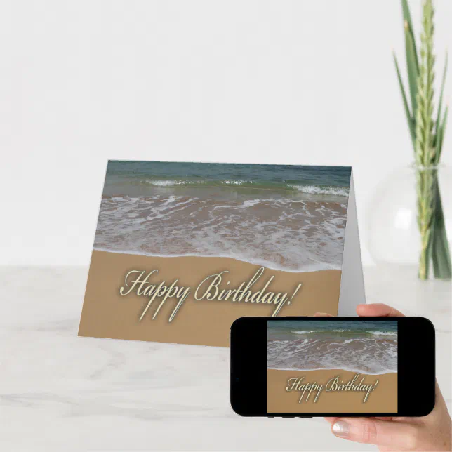 Happy Birthday Sand Beach Card | Zazzle