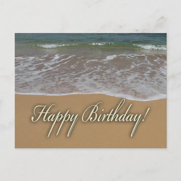 Happy Birthday Sand Beach Postcard | Zazzle