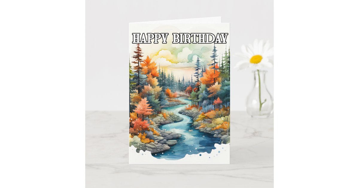 Happy Birthday Scenery Outdoor Landscape Card | Zazzle