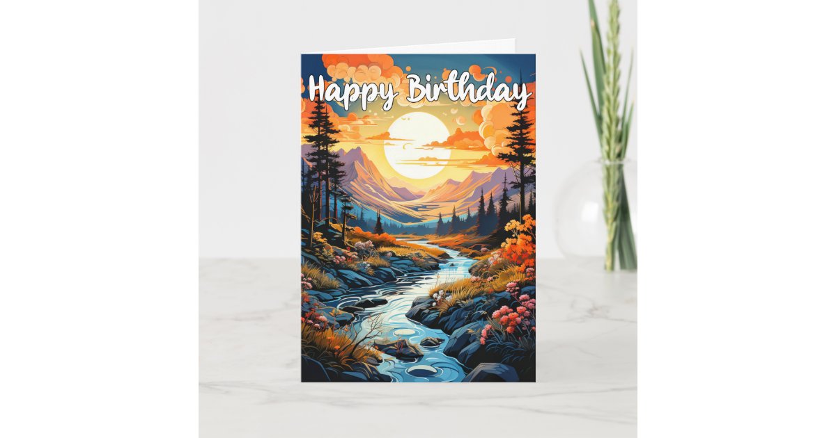 Happy Birthday Scenic Outdoor Landscape Card | Zazzle
