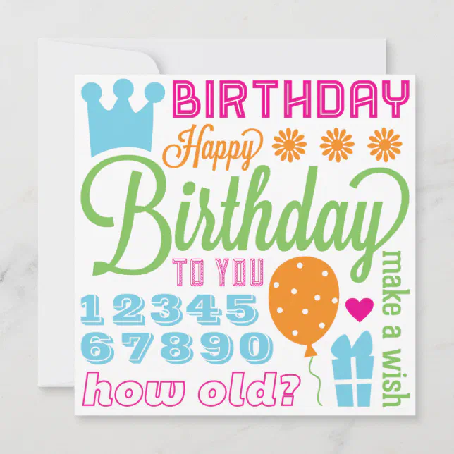 Happy Birthday Sentiments Card or Invitation | Zazzle
