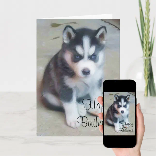 Happy Birthday Siberian husky greeting card | Zazzle