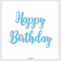 Happy Birthday Simple Minimalist Blue Typography Sticker | Zazzle