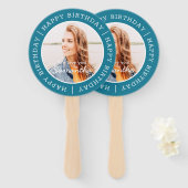 Happy Birthday Simple Preppy Modern Custom Photo H Hand Fan | Zazzle