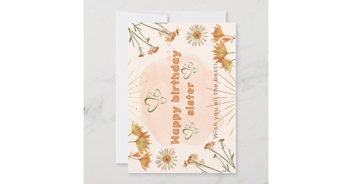 Happy birthday sister greetings invitation | Zazzle