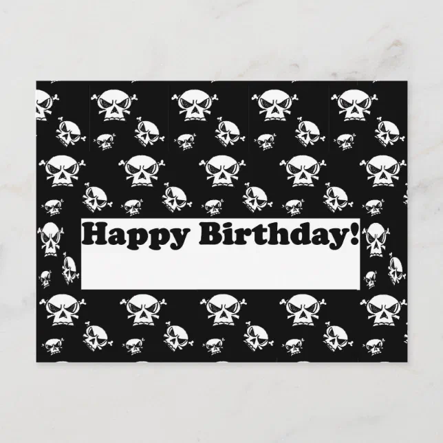 Happy Birthday Skulls Template Postcard | Zazzle