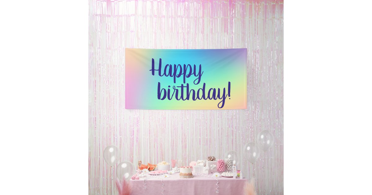 Happy Birthday! Soft Colorful Gradient Banner | Zazzle