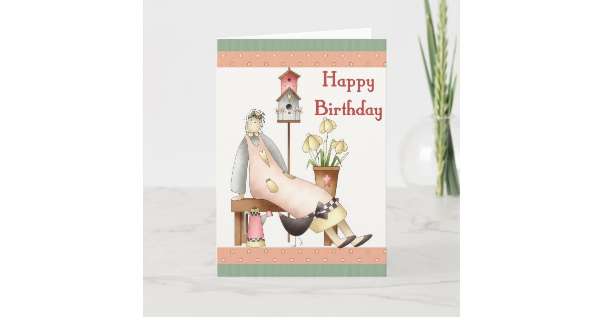 Happy Birthday Soft Prim Doll Greeting Card | Zazzle