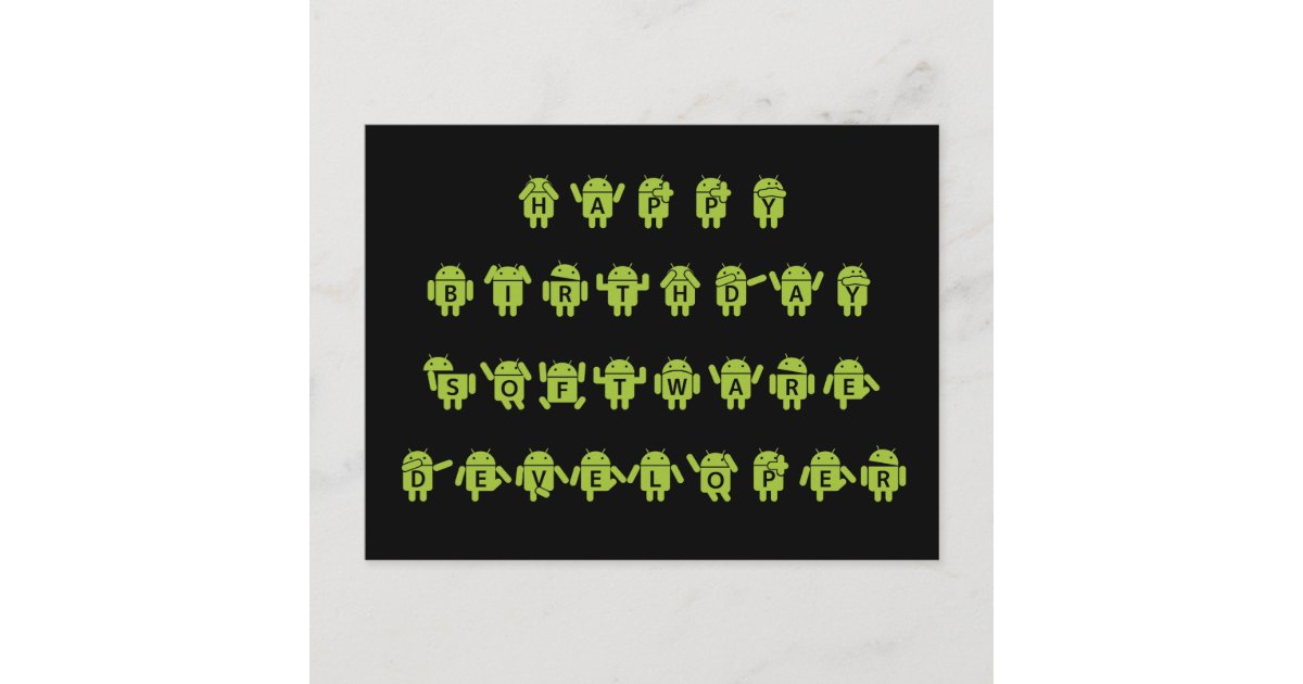Happy Birthday Software Developer (Bugdroid) Postcard | Zazzle