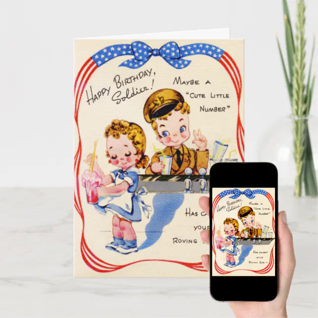 Happy Birthday Soldier Vintage Card | Zazzle