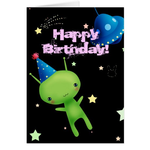 Happy Birthday Space Alien Greeting Card | Zazzle