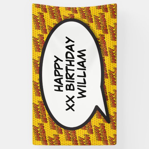 HAPPY BIRTHDAY Speech Bubble Comic Book Banner | Zazzle