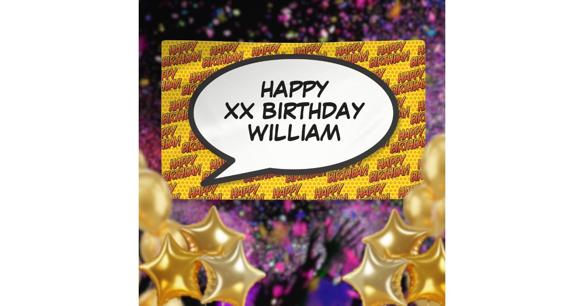 HAPPY BIRTHDAY Speech Bubble Comic Book Banner | Zazzle