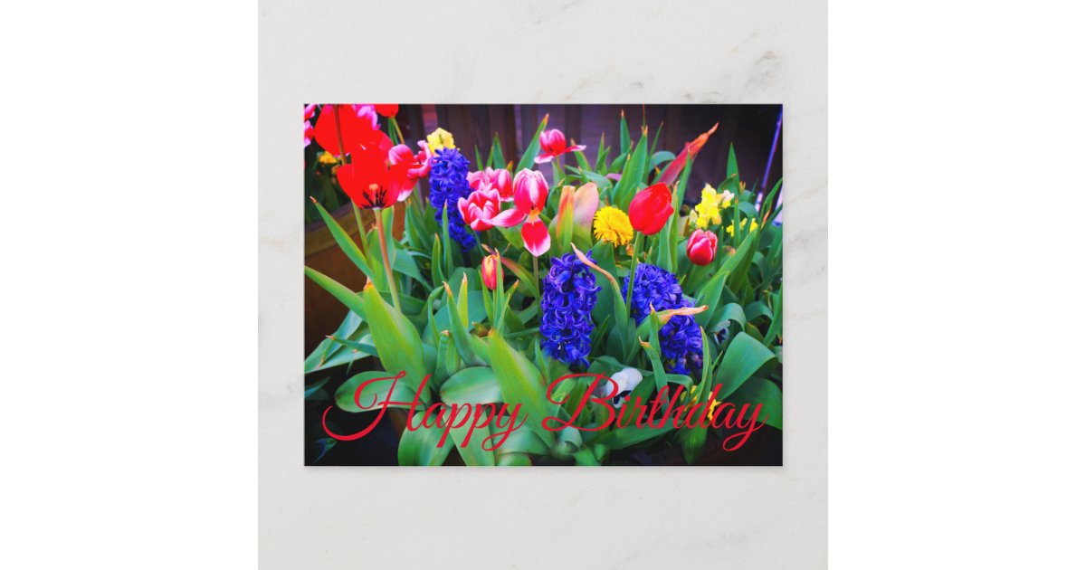 Happy Birthday Spring Flowers #3 Postcard | Zazzle