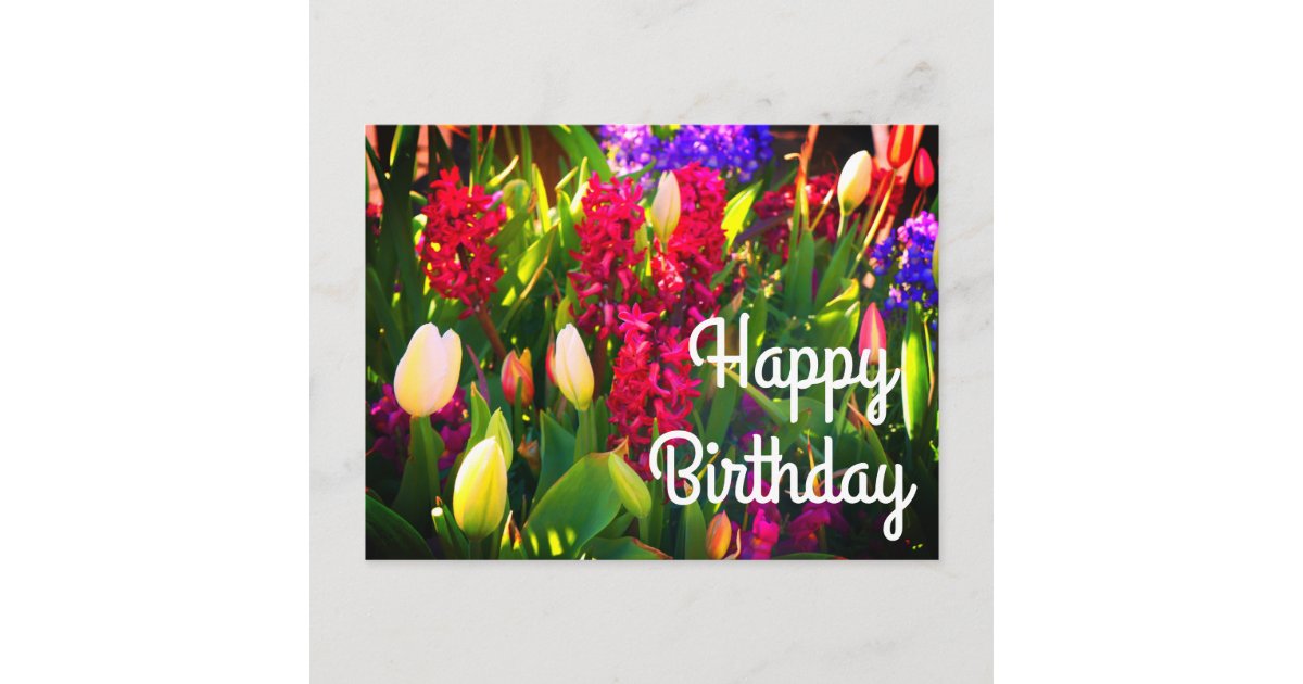 Happy Birthday Spring Flowers #5 Postcard | Zazzle
