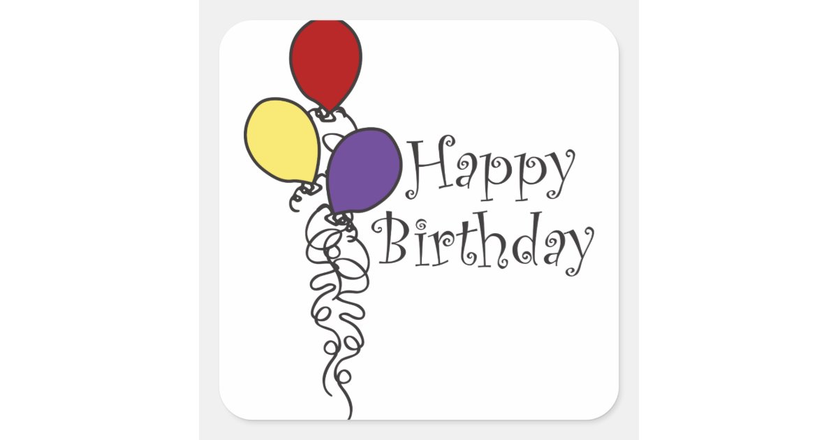 Happy Birthday Square Sticker | Zazzle