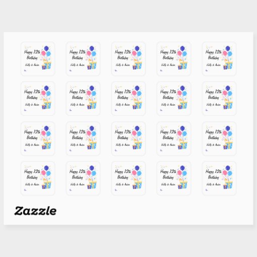 Happy Birthday Square Sticker | Zazzle