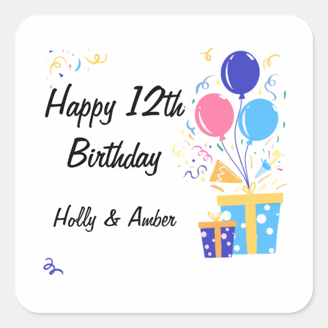 Happy Birthday Square Sticker | Zazzle