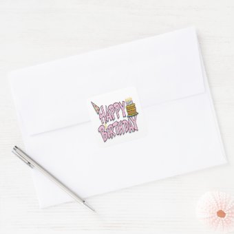 Happy Birthday Square Sticker | Zazzle