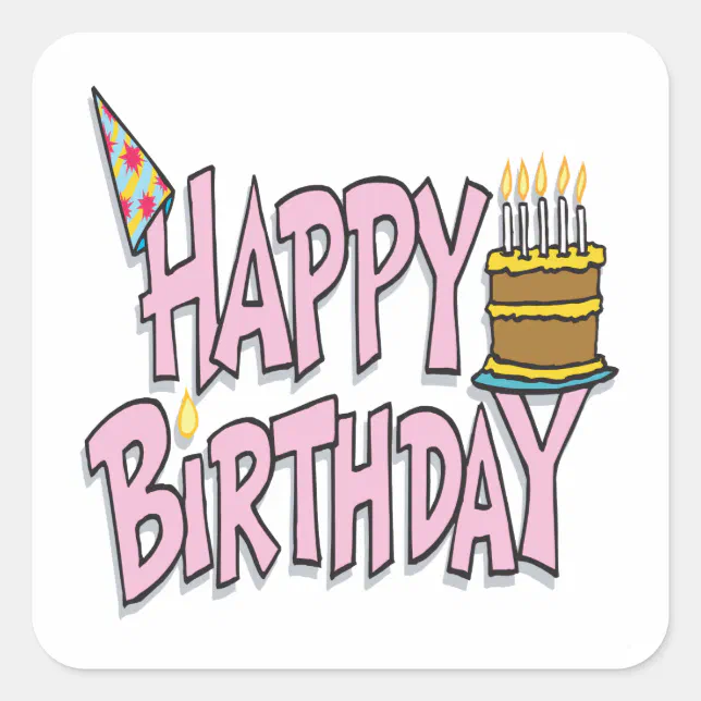 Happy Birthday Square Sticker | Zazzle