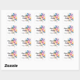 Happy Birthday Square Sticker | Zazzle