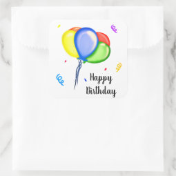 Happy Birthday Square Sticker | Zazzle