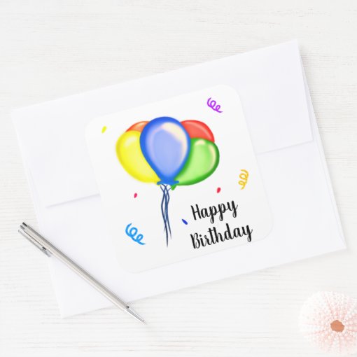 Happy Birthday Square Sticker | Zazzle