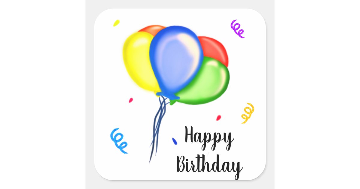 Happy Birthday Square Sticker | Zazzle