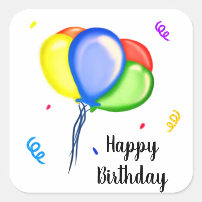 Happy Birthday Square Sticker | Zazzle