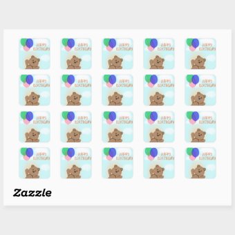 Happy birthday square sticker | Zazzle