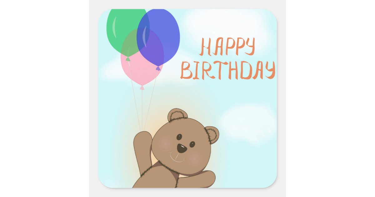 Happy birthday square sticker | Zazzle
