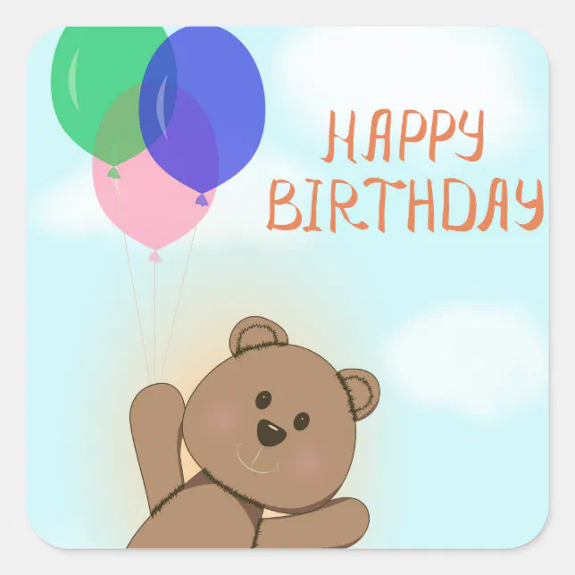 Happy birthday square sticker | Zazzle