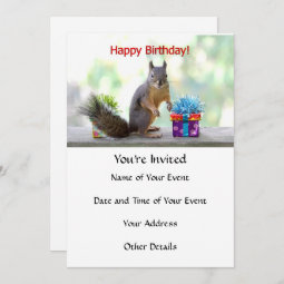 Happy Birthday Squirrel Invitation | Zazzle