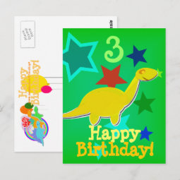Happy Birthday Star Dinosaur Postcard | Zazzle
