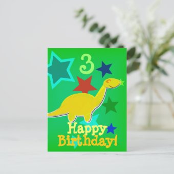 Happy Birthday Star Dinosaur Postcard | Zazzle