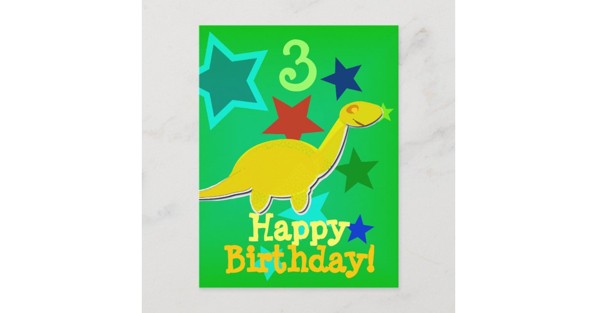 Happy Birthday Star Dinosaur Postcard | Zazzle
