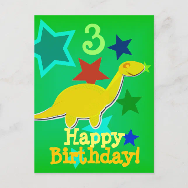 Happy Birthday Star Dinosaur Postcard | Zazzle