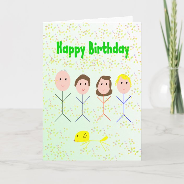 Happy Birthday Stick Family Card | Zazzle.com
