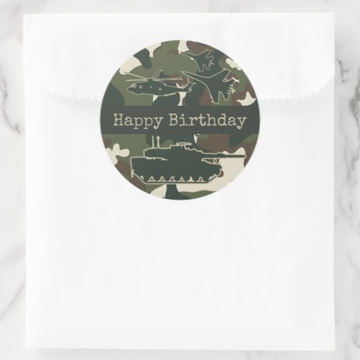 Happy Birthday Stickers - Military Camouflage | Zazzle