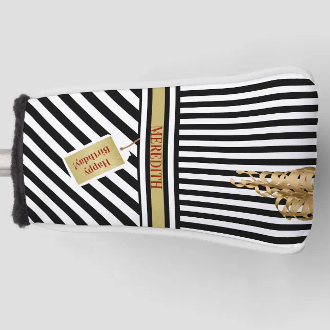 Happy Birthday Stripes Name Message Putter Golf Head Cover | Zazzle