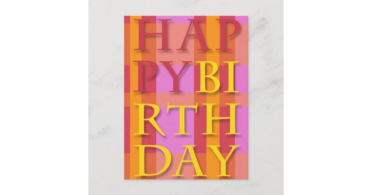Happy Birthday Stripes Postcard | Zazzle
